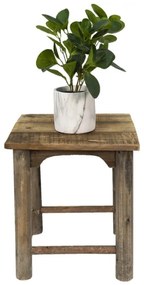 Hnědý antik dekorační stolek na květiny – 30x30x32 cm