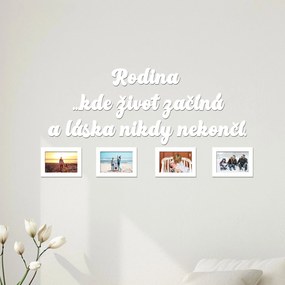 dřevo života Dřevěný fotorámeček Rodina kde života začíná Zvolte barvu dekoru: Bílá, Zvolte velikost fotografie (cm): 9x13