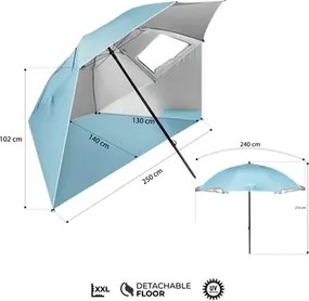 NILS Camp NC17114 Plážový slunečník / paraván 240 cm modrý
