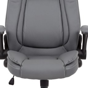 Kancelářská židle, potah šedá ekokůže, černý kovový kříž, houpací mechanismus