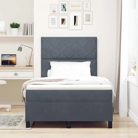 Postel s boxspringem s čelo Tmavě šedá 120 x 190 cm samet 3339885
