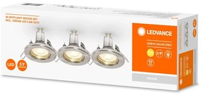 3 ks elegantní mat nikl LED stropní bodovky GU10 2.6W, 2700K