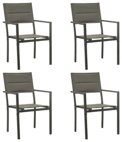 Zahradní židle 4 ks textilen a ocel šedé a antracitové,  313080