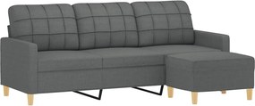 3místná pohovka s podnožkou tmavě šedá 180 cm textil 3201002