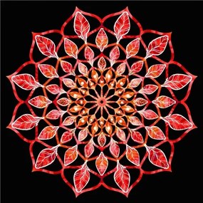 AMADEA Dřevěná dekorace mandala červená 9 cm