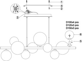 ONLI - Lustr na lanku PALOMA 10xG9/10W/230V zlatá