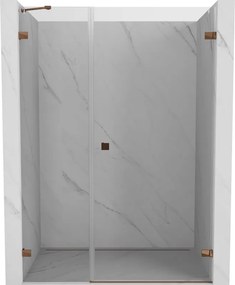 Mexen Lunar-B, pravé otočné sprchové dveře 140 cm, 8mm čiré sklo, růžové zlato profil, 832S-140-050-60-00-P