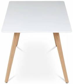 Jídelní stůl 120x80x74 cm, MDF, bílý matný lak, masiv buk DT-313 WT