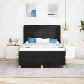 Postel s boxspringem s matrací s čelo Černá 140 x 190 cm textil 3341765