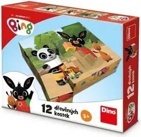 DINO Dřevěné kostky Bing / 12 kostek / od 3 let