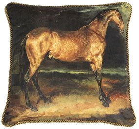 Sametový polštář s motivem koně - 45*45*10cm