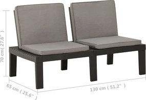 Zahradní lavička s poduškou plast šedá 315849