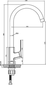 Invena Neri, vysoká dřezová baterie h-385, měděná matná, INV-BZ-P1-014-L