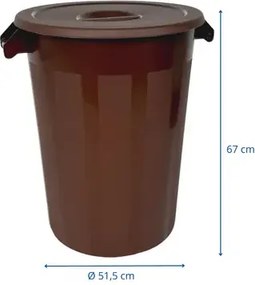 Denox INDUSTRIAL hnědá / Odpadkový koš / 100 l / s víkem / PP plast