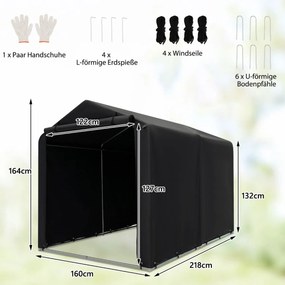 Costway Garážový stan kůlna na nářadí vodotěsná s kovovým rámem tmavě