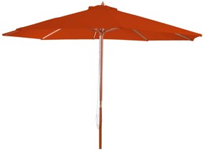 Slunečník Florida Ø 3,5m - polyester/dřevo 7kg - terakota