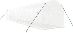 Skleník s ocelovým rámem bílý 24 m² 12 x 2 x 2 m 3188032