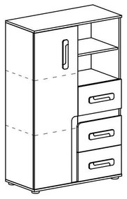 Casarredo Komoda kombinovaná APETTITA 6 dub jasný/bílá