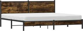 Kovový rám postele bez matrace kouřový dub 193 x 203 cm 3301379