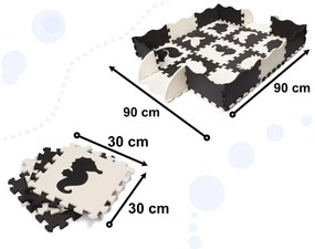Creative Corner Pěnové puzzle podložka / ohrádka pro děti 25 kusů černá a bílá