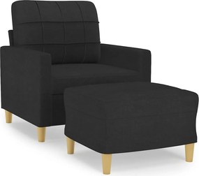 Křeslo s podnožkou černé 60 cm textil 3200997