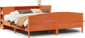 Postel s knihovnou bez matrace 200 x 200 cm masivní borovice 3323055