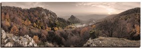 Obraz na plátně - Podzimní krajina při západu slunce, Slovensko, Vrsatec -panoráma 5260FA (105x35 cm)