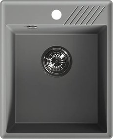 Laveo Hub, 1-komorový granitový dřez 394x485x204 mm, tmavě šedá (Volcano), LAV-SPH_V10Y