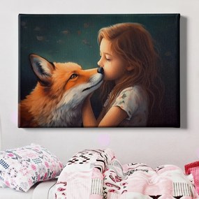 Obraz na plátně - Dívka a její nejlepší kamarádka liška FeelHappy.cz Velikost obrazu: 120 x 80 cm