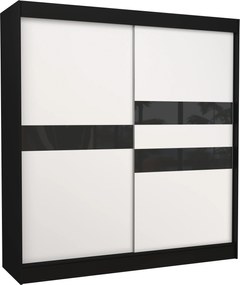 ADRK Furniture Skříň s posuvnými dveřmi a lacobelem BATIA 200 SW-BAT-B+W+BL-200+A519