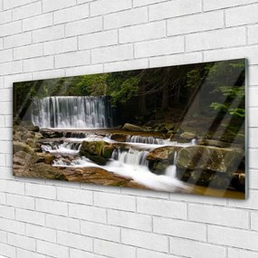 akrylový obraz Vodopád Les Příroda 125x50 cm