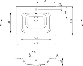 Sapho Sapho, ARECA umyvadlo, litý mramor, 71x51,5cm, bílá, AC071