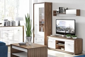 Casarredo - Komfort nábytek Obývací stěna, sestava NATANS s LED osvětlením, ořech/bílá lesk