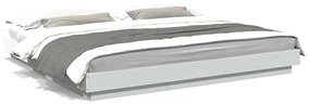 Rám postele s LED osvětlením bílý 200 x 200 cm kompozitní dřevo