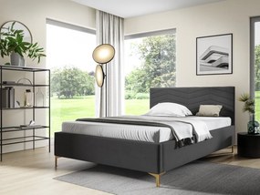 Eka Čalouněná postel ANNA+ 90x200 cm Barva látky Trinity: Černá (Trinity 2316), Úložný prostor: S dřevěným rámem úložného prostoru