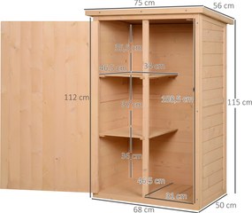 Outsunny zahradní kůlna na nářadí s policemi kůlna na nářadí zahradní kůlna z přírodního dřeva 75 x 56 x115 cm | Aosom