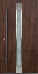 Vchodové dveře s ocelovým opláštěním FM Turen model DS05 Orientace dveří: Levé, otevírání ven, Dekor: Ořech, Standardní rozměr dveří včetně rámu: 100 cm x 220 cm - vnější rozměr rámu