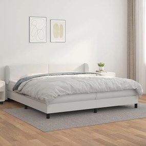 Box spring postel s matrací bílá 200x200 cm umělá kůže 3127212