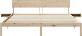 Rám postele s čelo Hnědá 200 x 200 cm Masivní borové dřevo 3385748