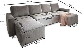 Tmavě hnědá sedací souprava do U SMART COSARO 295x140 cm
