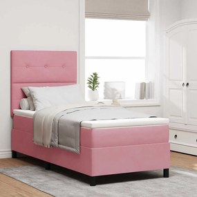 Postel s boxspringem s čelo Růžová 80 x 200 cm samet 3339799