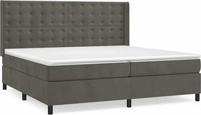 Box spring postel s matrací tmavě šedá 200x200 cm samet 3132940