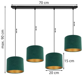 Závěsné svítidlo Mediolan, 4x textilní stínítko (výběr z 10 barev), g