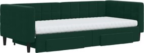 Válenda s přistýlkou a zásuvkami tmavě zelená 90 x 200 cm samet 3196765