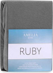 Froté prostěradlo s gumou AmeliaHome Ruby grafitové