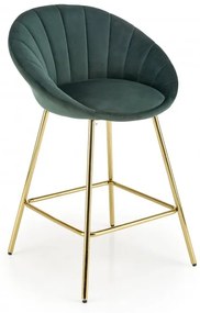 Barová židle- H112- Tmavě zelená/ Zlatá