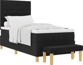 Postel s boxspringem s čelo Černá 200 x 90 cm textil 3344186