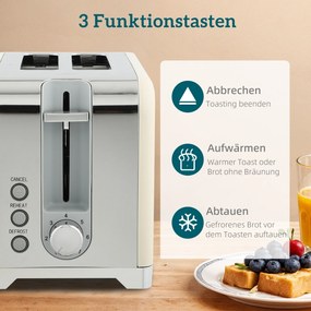 HOMCOM Sada konvice a toustovače, 2200 W, 7 stupňů opečení, různé funkce, krémová