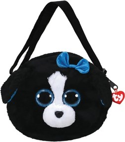 Plyšák ty gear shoulder bag tracey - black/white dog 15 cm