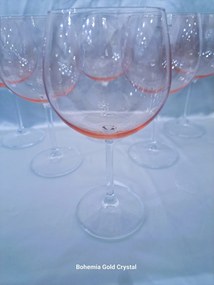 Růžové sklenice na víno 300 ml, 6 ks
